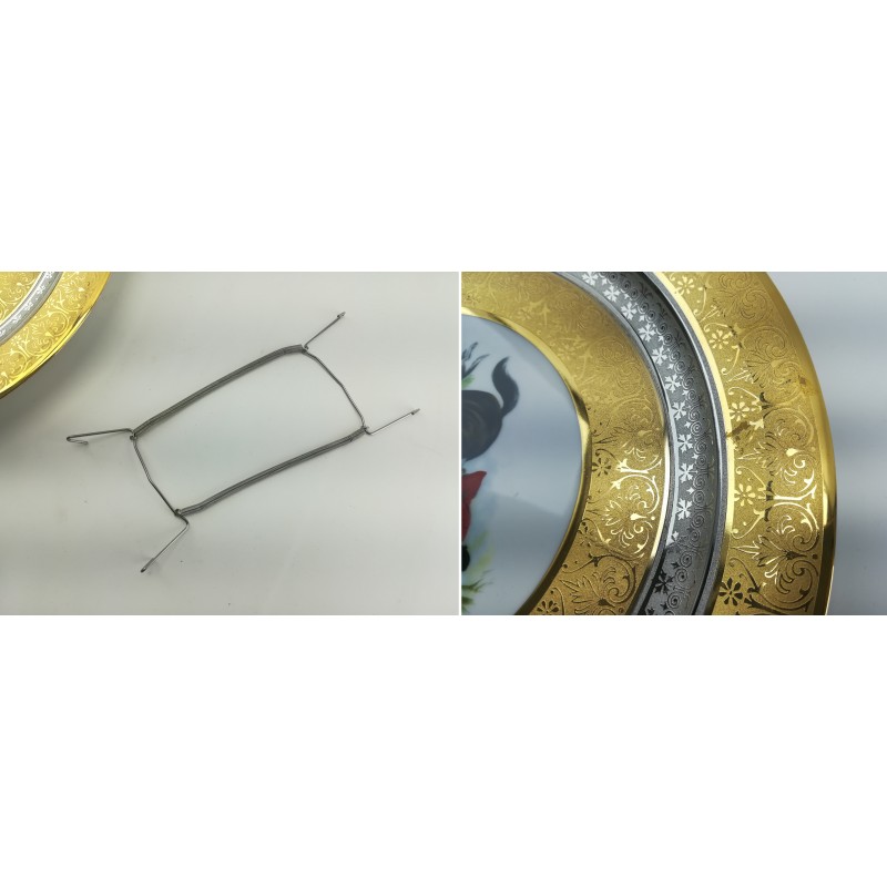 PLATO PORCELANA SNEROLL BOHEMIA DECORADO EN ORO Y PLATA (MARCA DE USO)