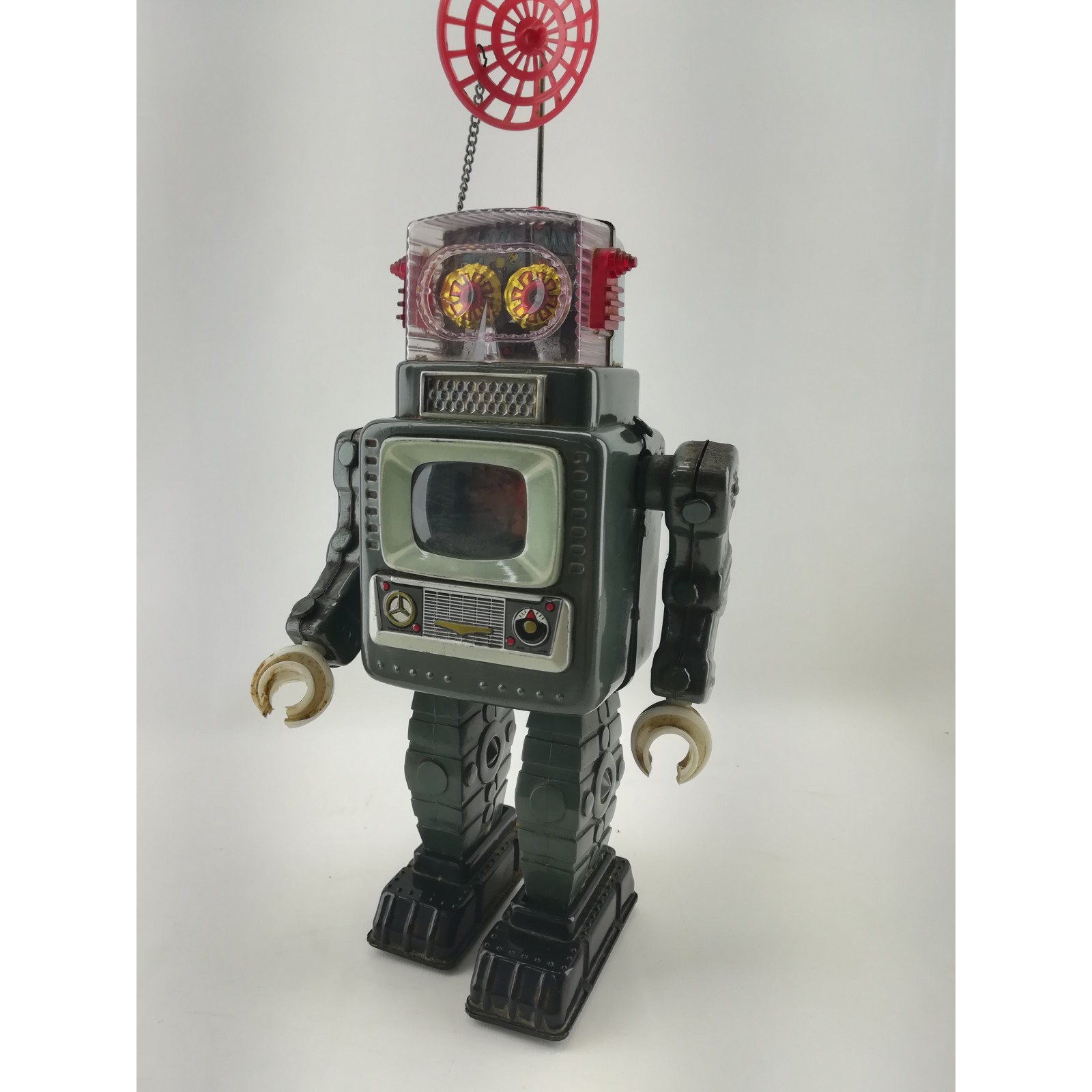 ROBOT SPACEMAN DE HOJALATA CON TV ALPS (JAPONES) 1950'S VINTAGE