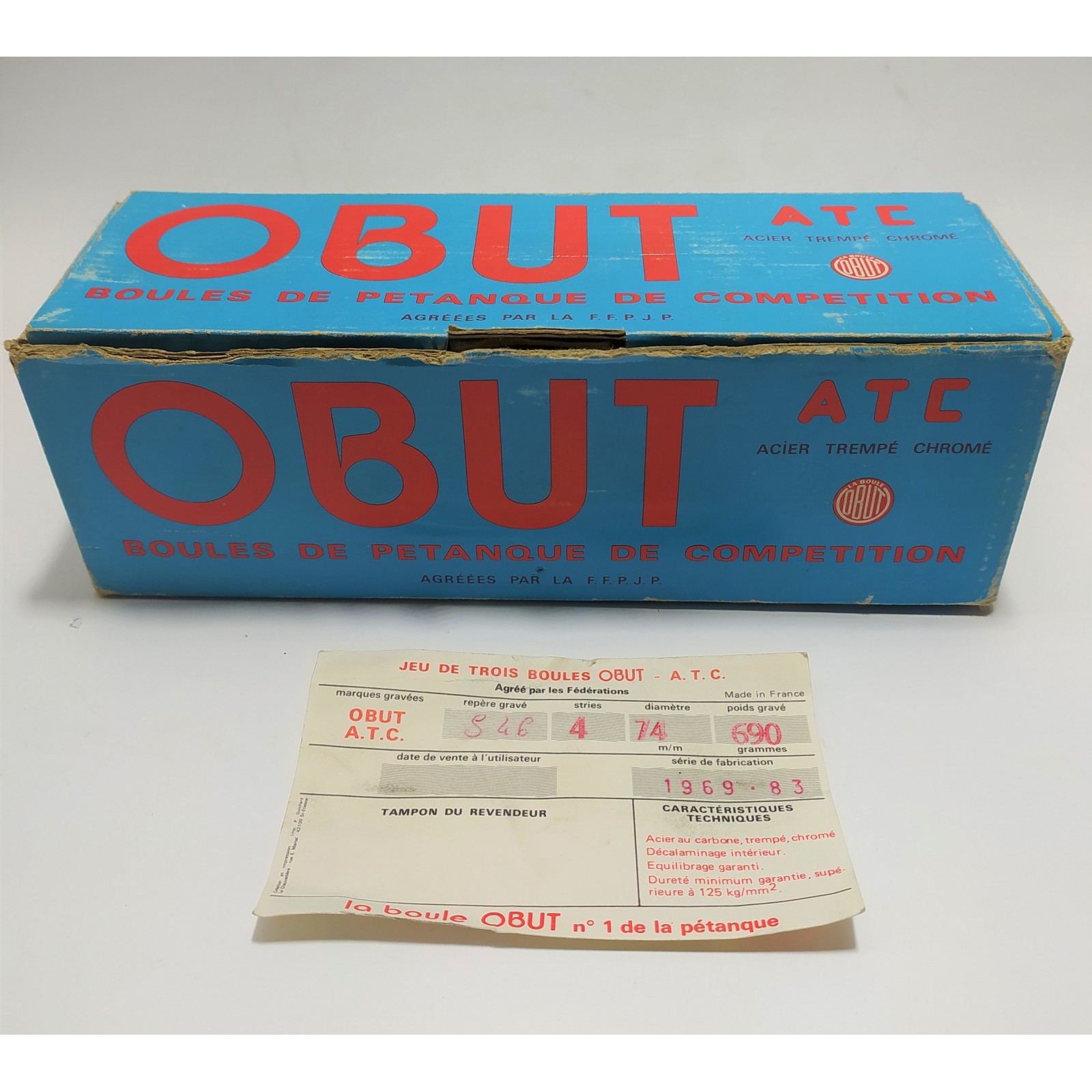 Bolas de Petanca OBUT ATC DAM-74 690 GR-COMPETICION con caja