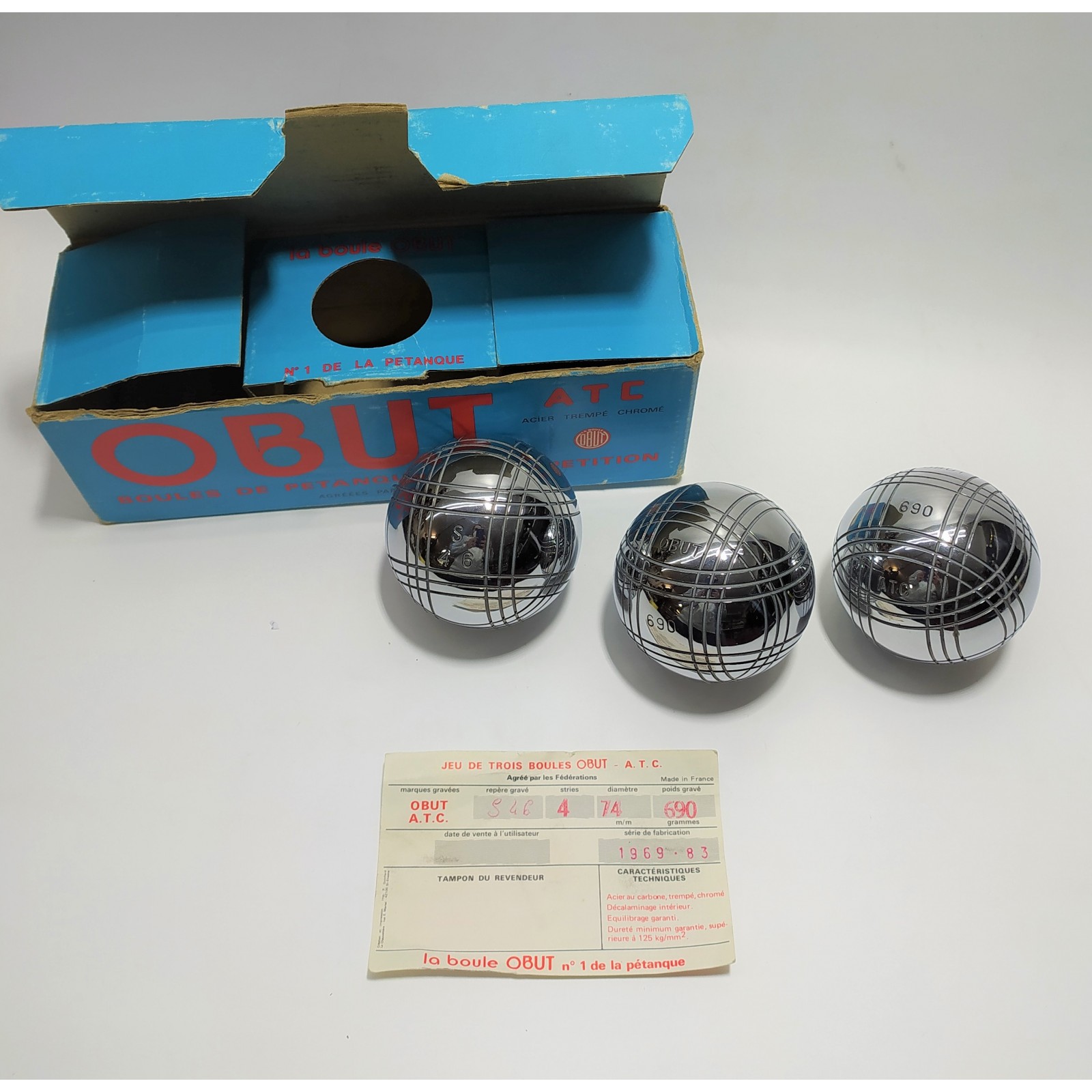 Bolas de Petanca OBUT ATC DAM-74 690 GR-COMPETICION con caja