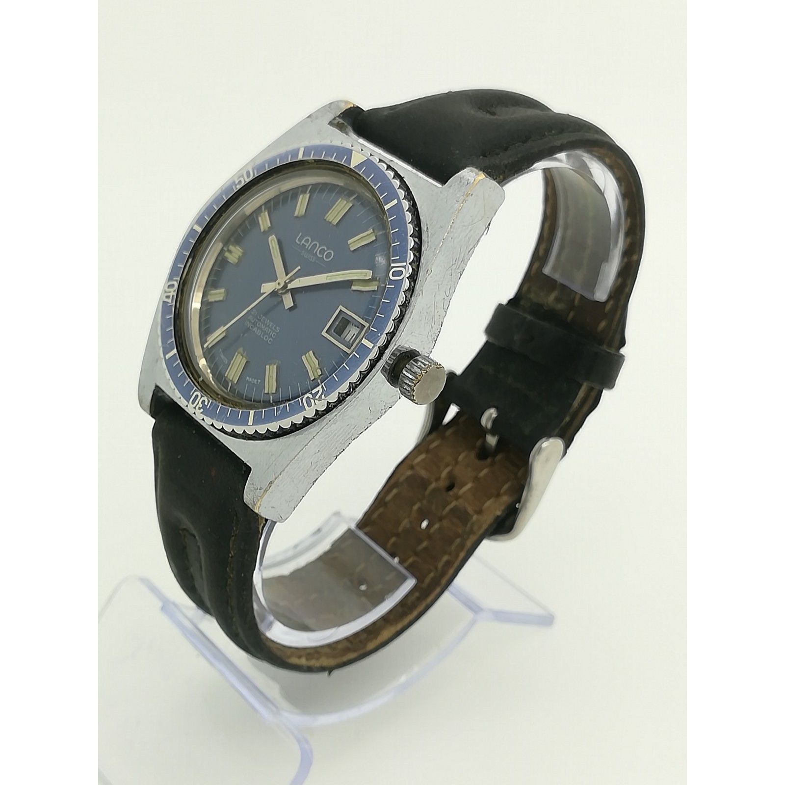 Reloj Automático LANCO Date 21 Jewels 53029-8 Azul Cal. 2481 Swiss Made ...