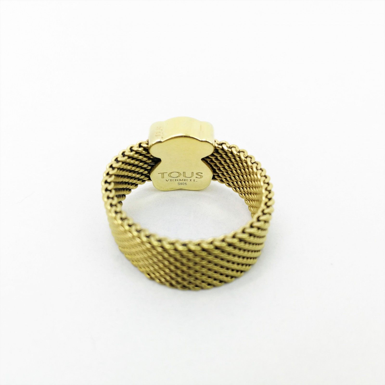 Anillo TOUS de acero IP dorado y howlita