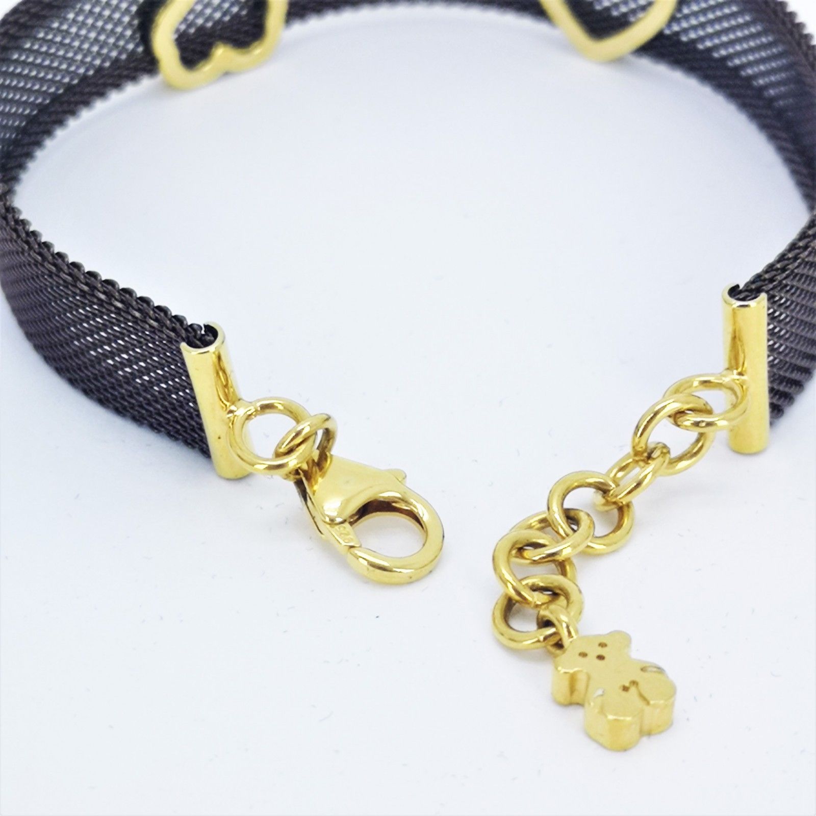 Pulsera TOUS Mesh de acero IP marrón con motivos de plata vermeil con ...