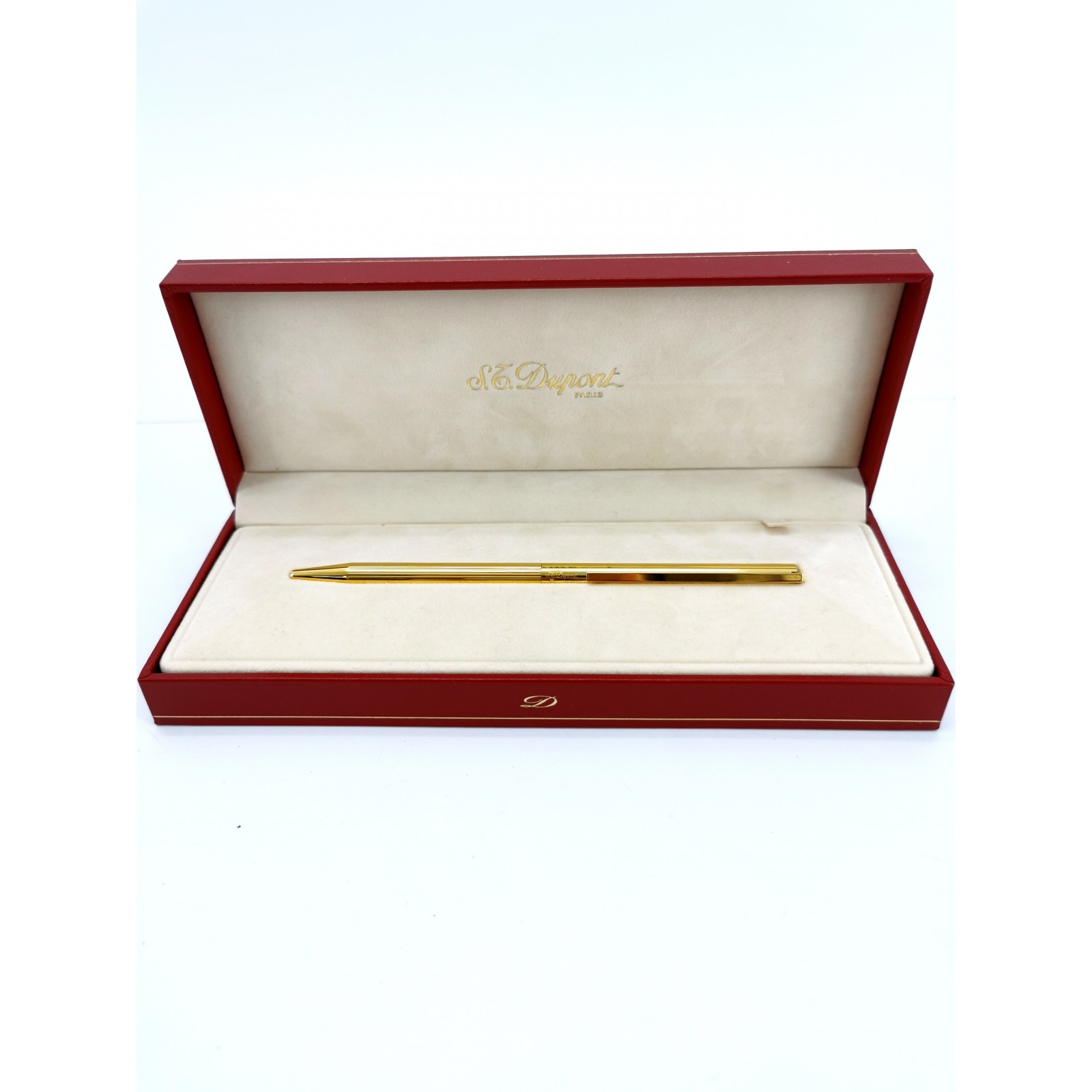 Bolígrafo S.T. Dupont Classic Line Plaqué Oro Con Caja y Documentos